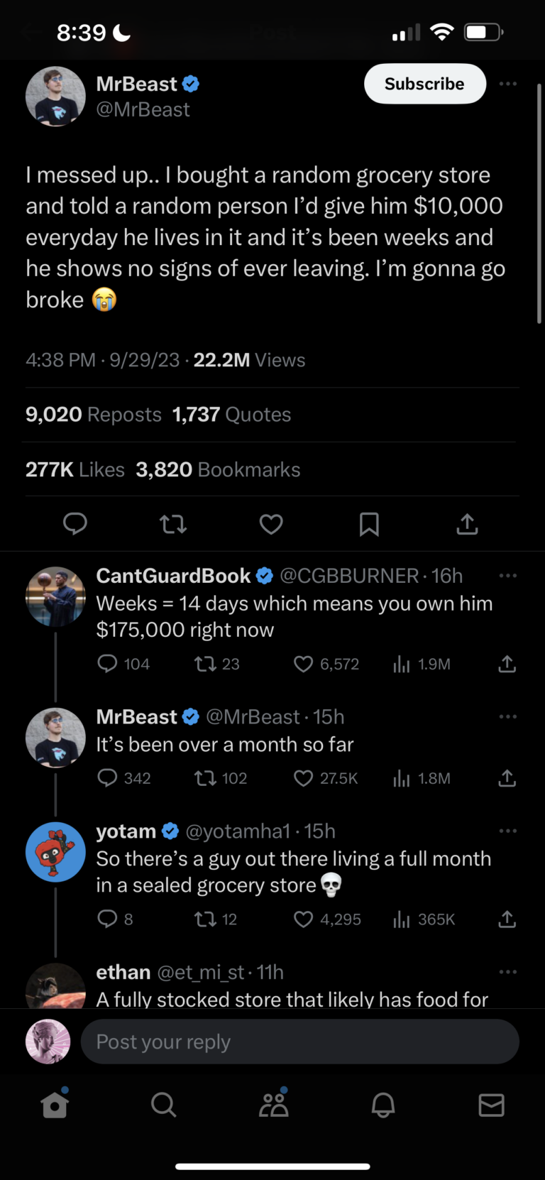 Mr. Beast bought a grocery store and locked a man inside, now he’s ...